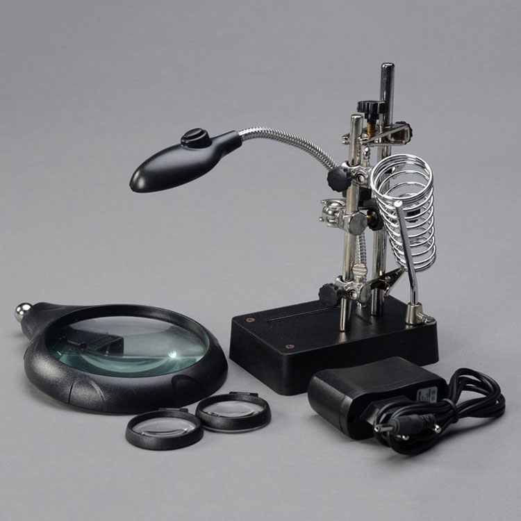 10X Desktop Optical Magnifier Adjustable Magnifying Glass with LED ...