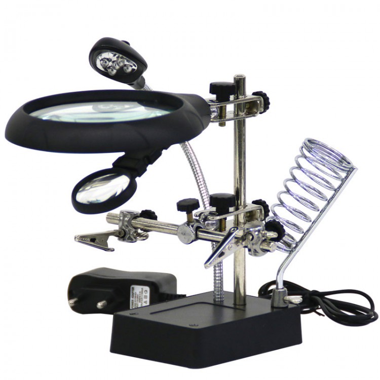 10X Desktop Optical Magnifier Adjustable Magnifying Glass with LED ...