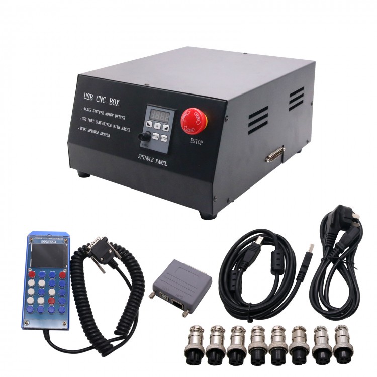 USB CNC Box 4 Axis Stepper Motor Driver Controller+NC200+Handwheel ...