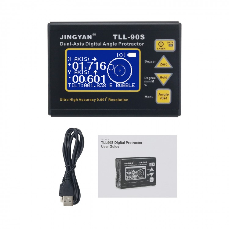 JINGYAN TTL-90S Dual-Axis Angle Protractor Angle Finder Magnetic ...